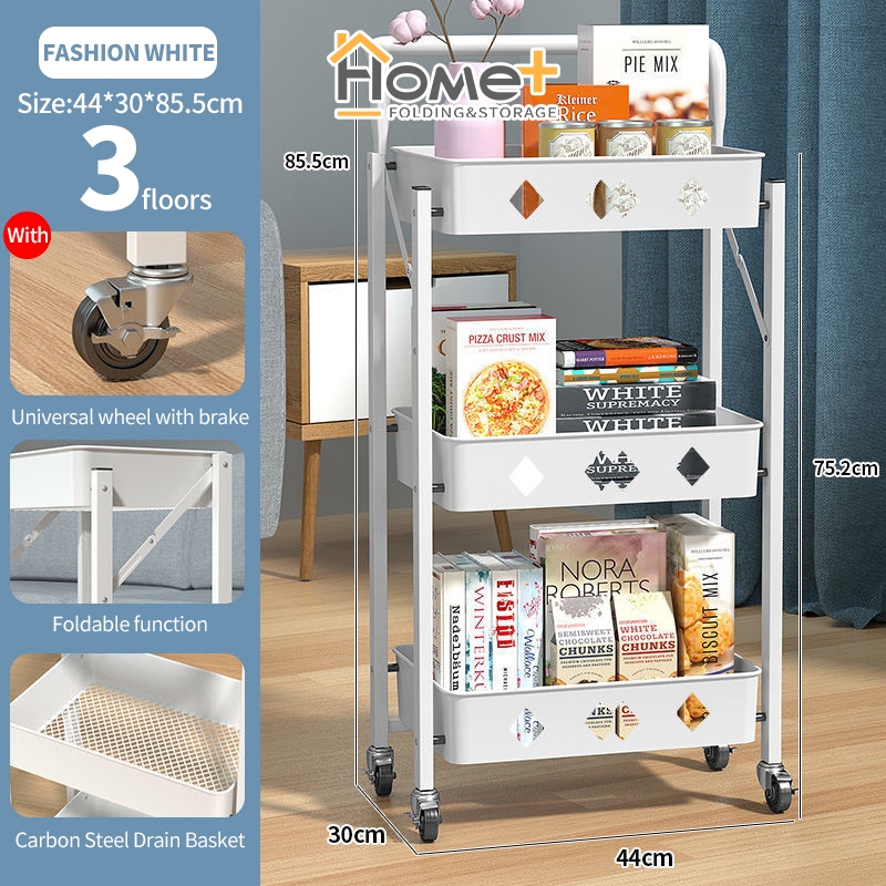 (HOME+) 3 Tier Multi-functional Trolley / Foldable Metal Trolley / Rack ...