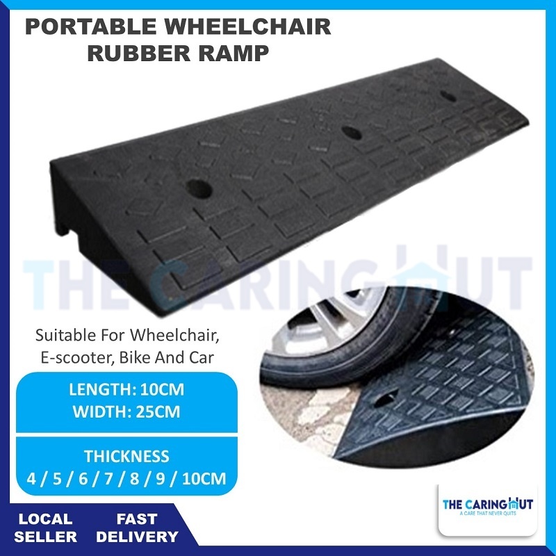 🏅Portable Solid Rubber Ramp For Wheelchair / Toilet Chair / E-scooter ...