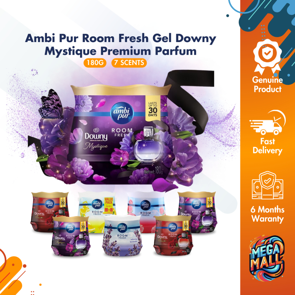Ambi Pur Downy Fresh Gel 180g - Luxurious Room Freshener, Captivating Aroma, Premium Scent ...