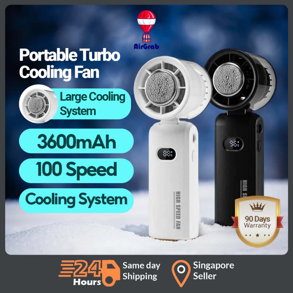 【Portable Turbo Handheld Fan】Strong Wind 9m/s | 5000mAh Battery ...