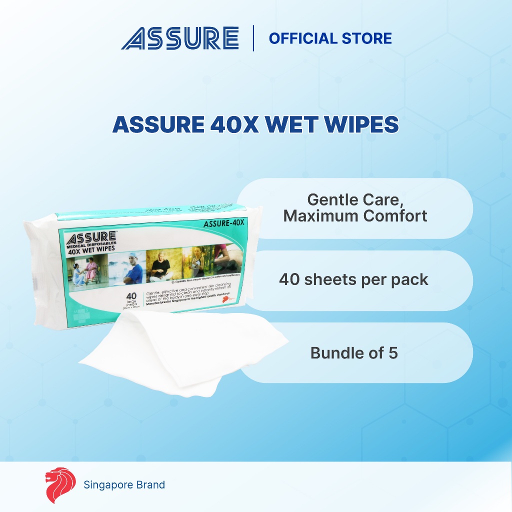 [Bundle of 5] ASSURE 40X Wet Wipes 40'S/Pkt | Shopee Singapore
