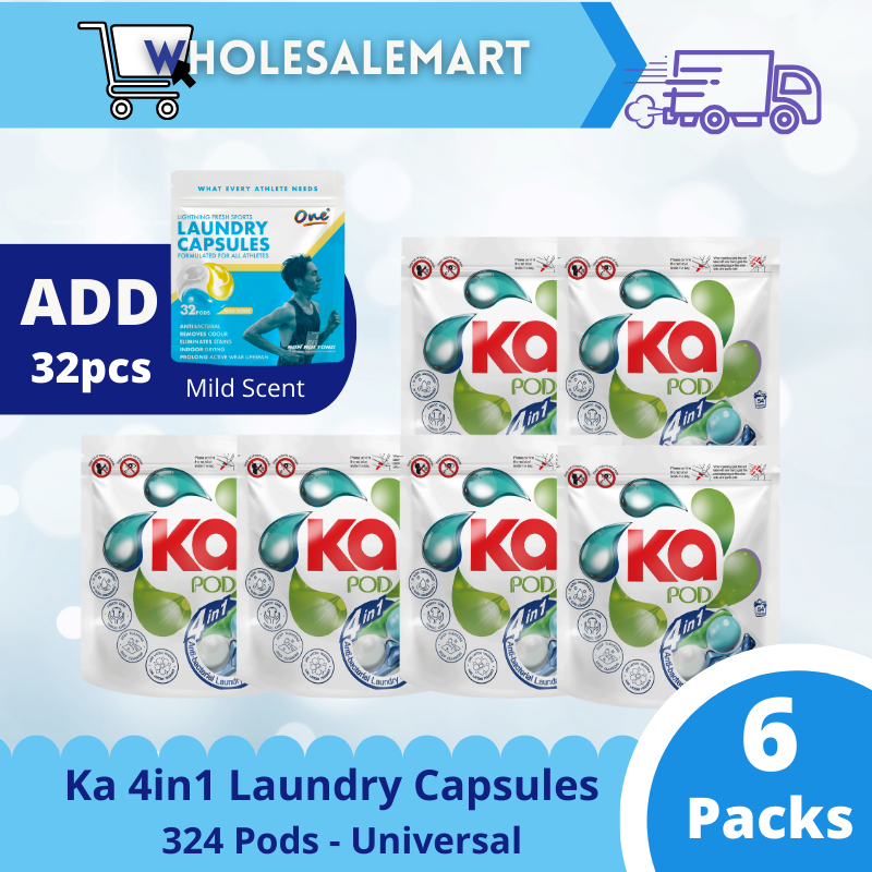 KA 4in1 Laundry Capsules 54 Pods x 6 Packs Universal (324 Pods) + ONE ...