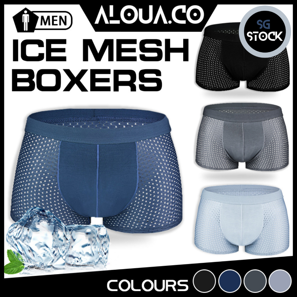 【ALOUA.CO】Ice Mesh Breathable Men Boxers Underwear | Shopee Singapore