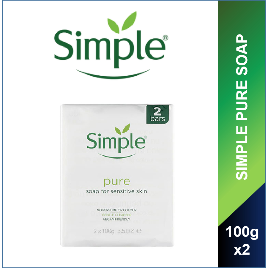 Simple Pure Soap Bar For Sensitive Skin, 100g (2 bars in one pack ...