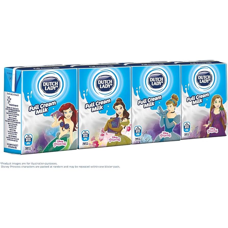 Dutch Lady Disney Princess 125ml Milky Full Cream UHT Milk Packs of 4 ...