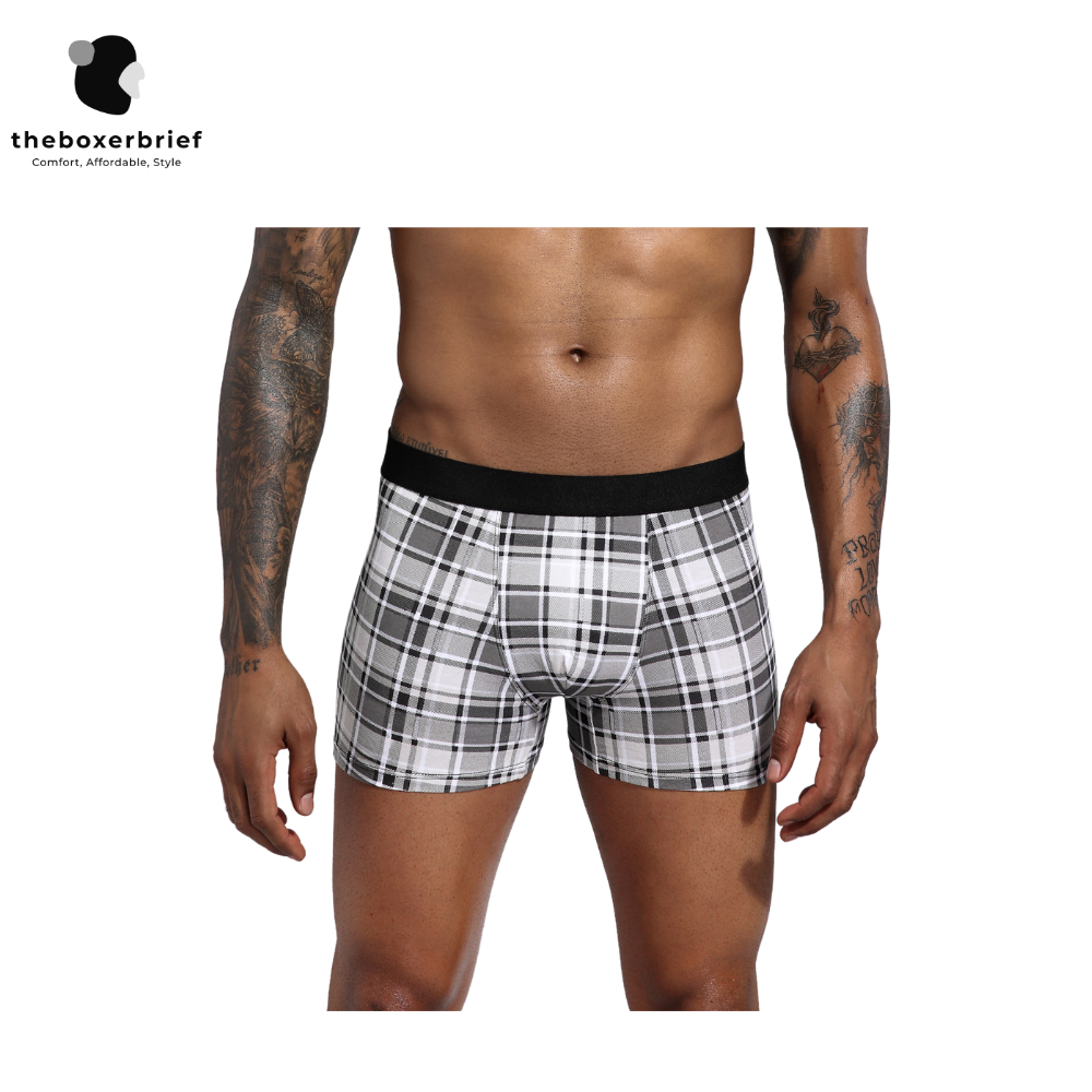 2pc Men Checkered Soft Cotton Boxer Briefs Underwear for Man Breathable ...