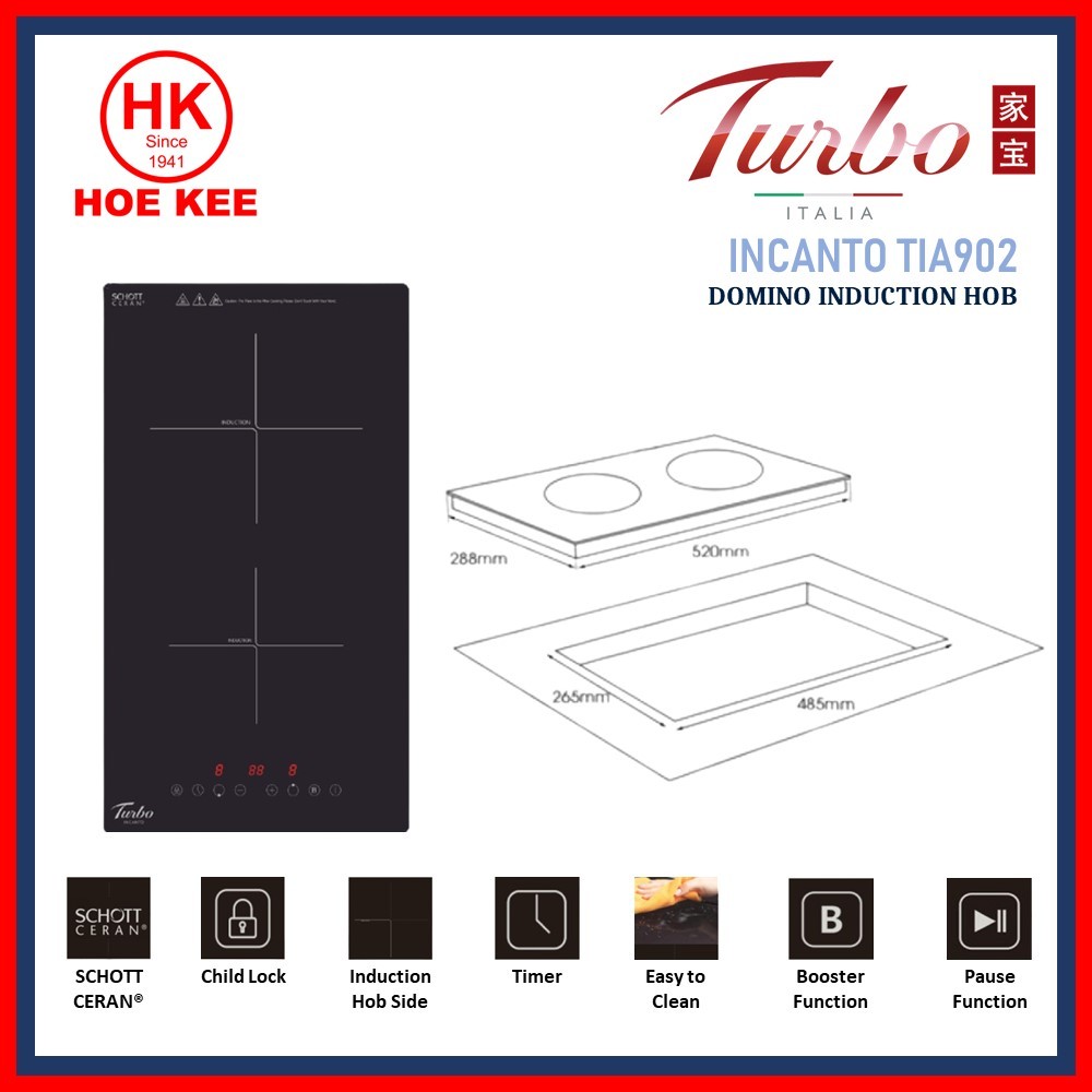 Turbo Incanto TIA902 Domino induction hob | Shopee Singapore