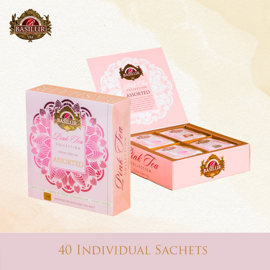 Basilur Tea Pink Tea Collection - Assorted Ceylon Green Tea Gift Box ...