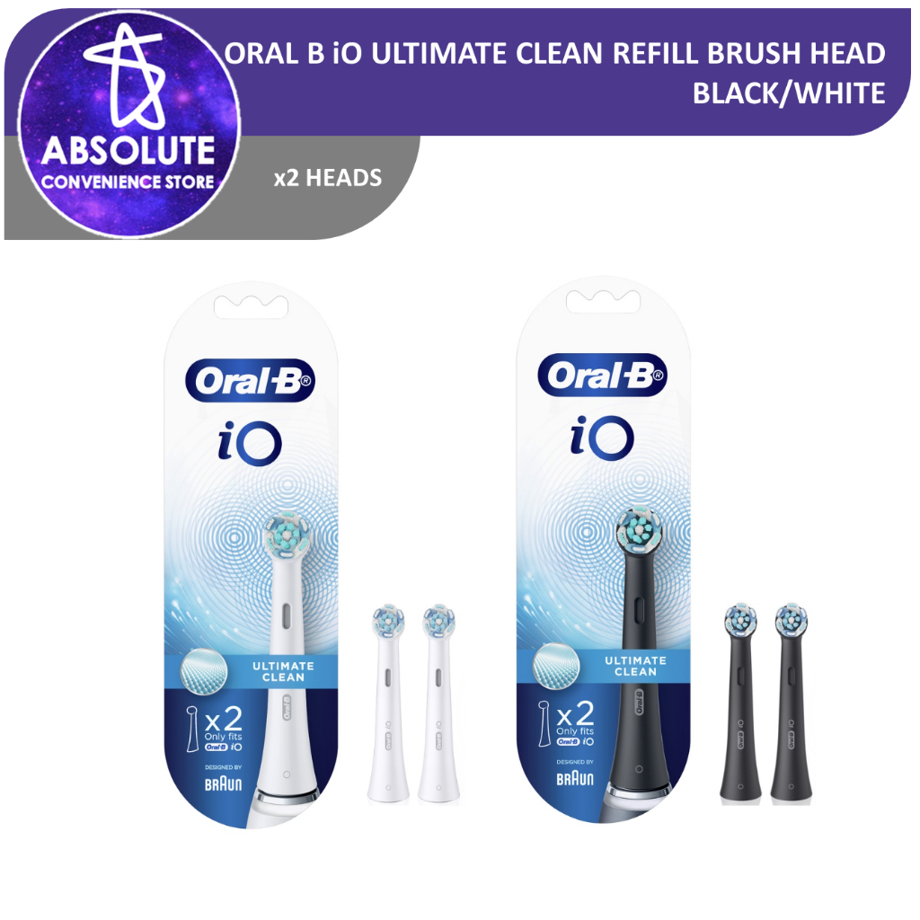 Oral B iO Ultimate Clean Refill Brush Heads 2 Packs - Black/White | Shopee Singapore
