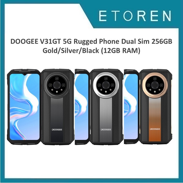 DOOGEE V31GT 5G Rugged Phone Dual Sim 256GB Gold/Silver/Black (12GB RAM ...