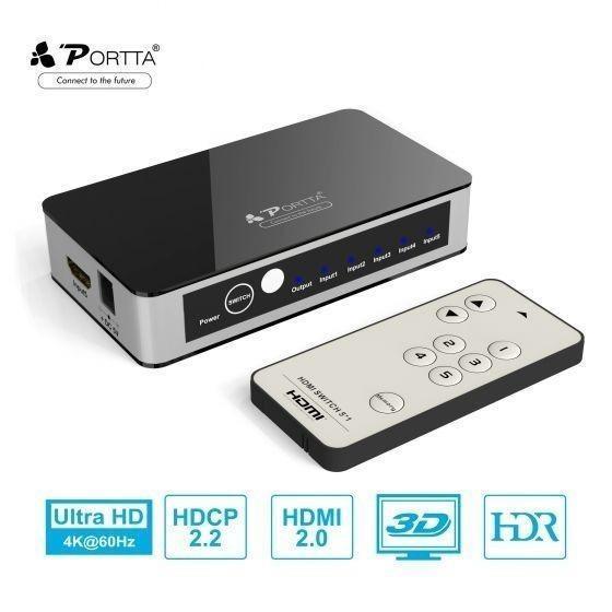 [506] Portta® 5 ports HDMI™ Switcher with IR Wireless Remote 4K@60Hz ...
