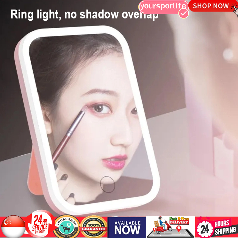 LED Light Mirror 3 Modes Rechargeable Portable Makeup Mirror Touch ...