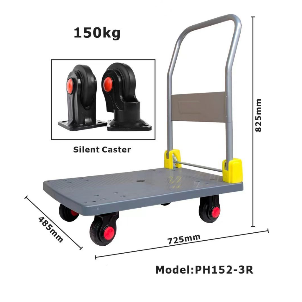 Foldable trolley Silent Caster Hand Platform Heavy Duty Folding ...