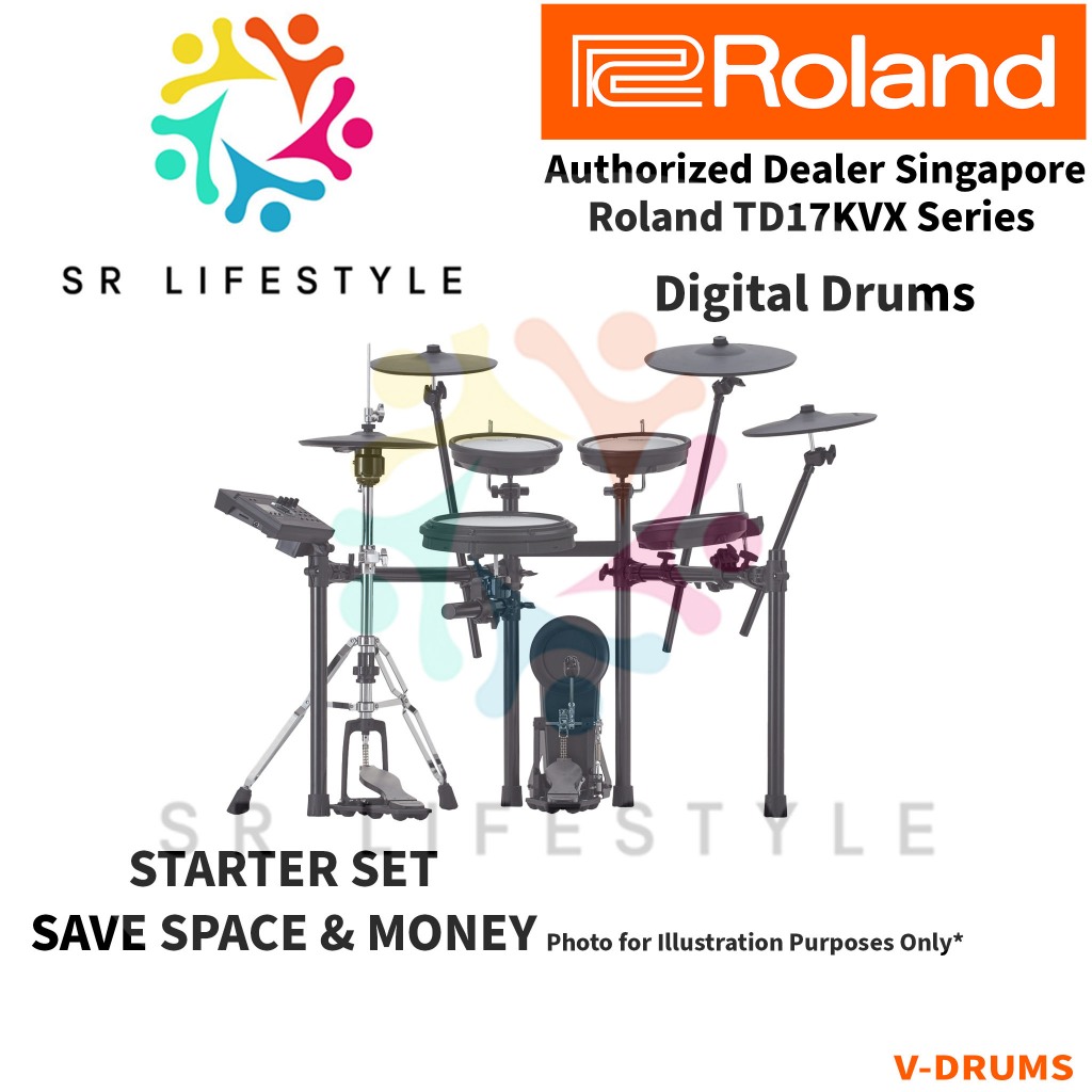 Roland TD17KVX2 Digital Electronic Drum Kit TD-17KVX2 Drum Set TD V-Drum TD 17 KVX2 Mesh Pad SR ...