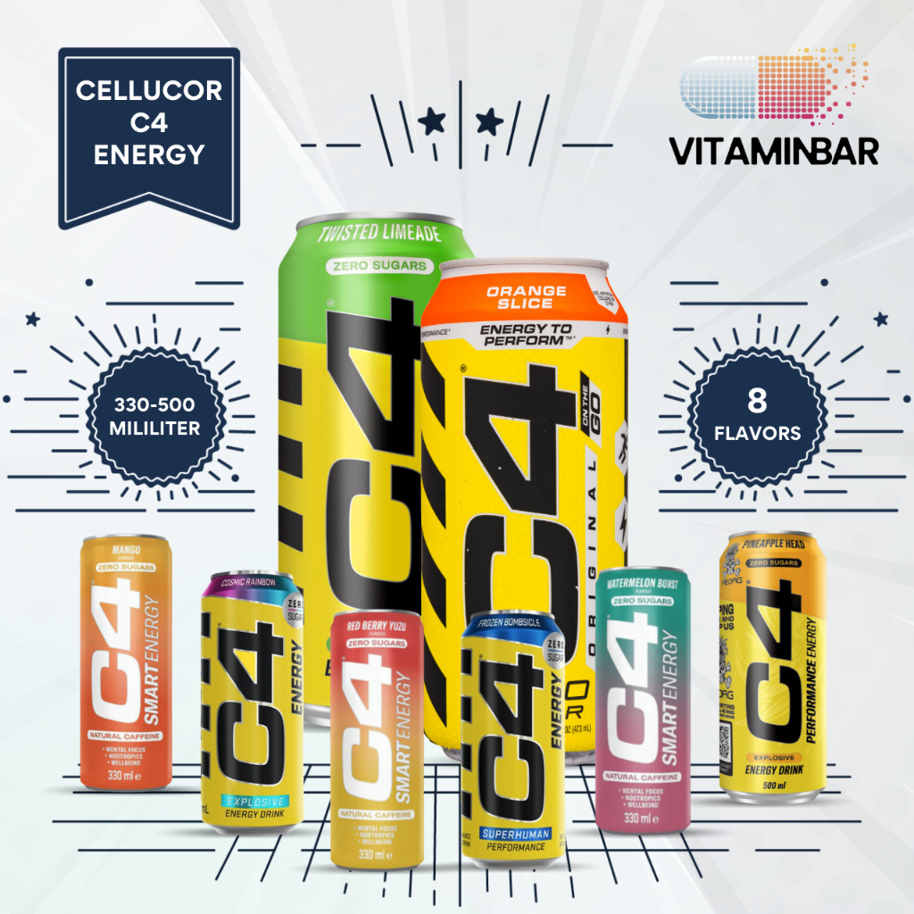 Cellucor C4 Energy Carbonated Performance Energy Drink, Zero Sugar, Can ...