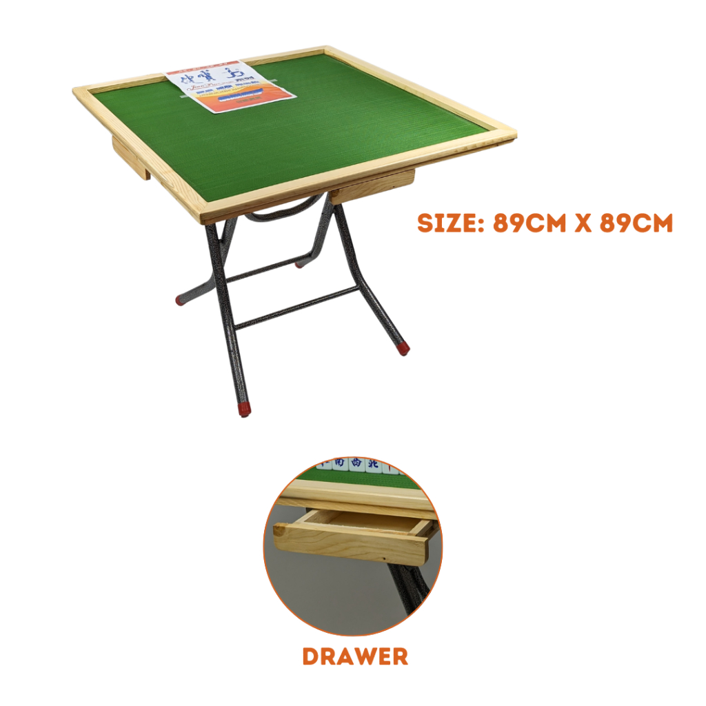 ONS Traditional Foldable Green / Wood Mahjong Table With Drawer And ...