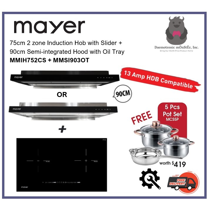 Mayer MMIH752CS + MMSI903OT 75cm 2 Zone Induction Hob + 90cm Semi ...
