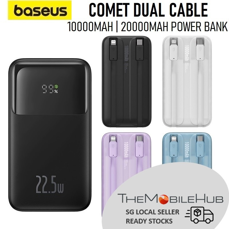 Baseus Comet Dual Cable 10000mAh 20000mAh 22.5W Power Bank Digital Display Fast Charger | Shopee ...