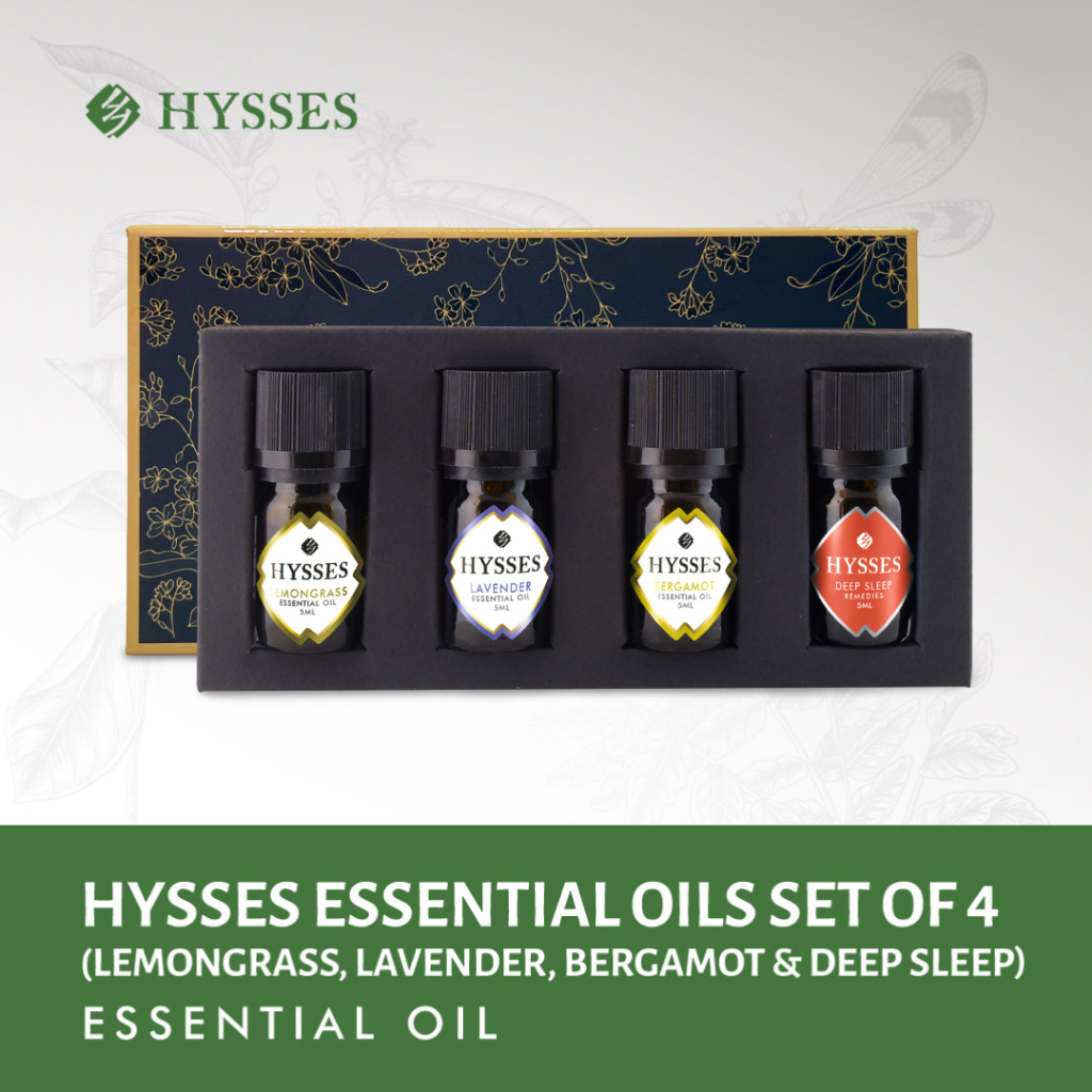 Hysses Essential Oils Set of 4 (Lemongrass, Lavender, Bergamot & Deep ...