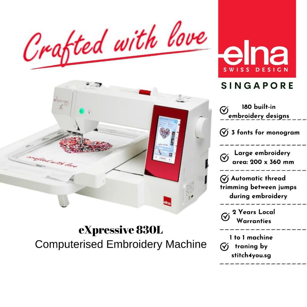 (Biggest Area,1to1 Training) Elna 830L Embroidery Only Machine (2 Years ...