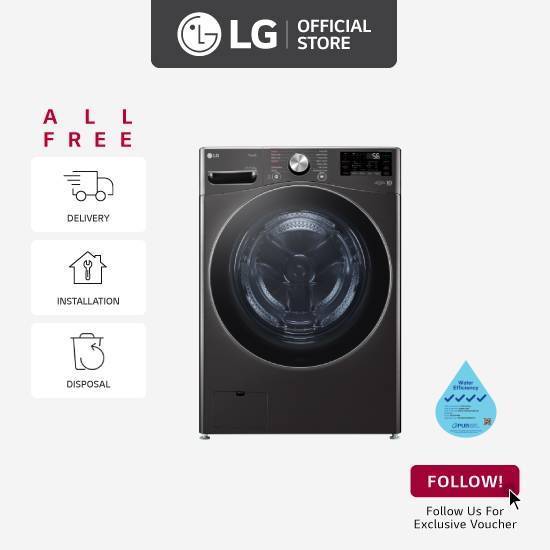 LG Washer Dryer 21/12kg F2721HVRB | AI Direct Drive™ | Steam™ | ThinQ™ | Shopee Singapore