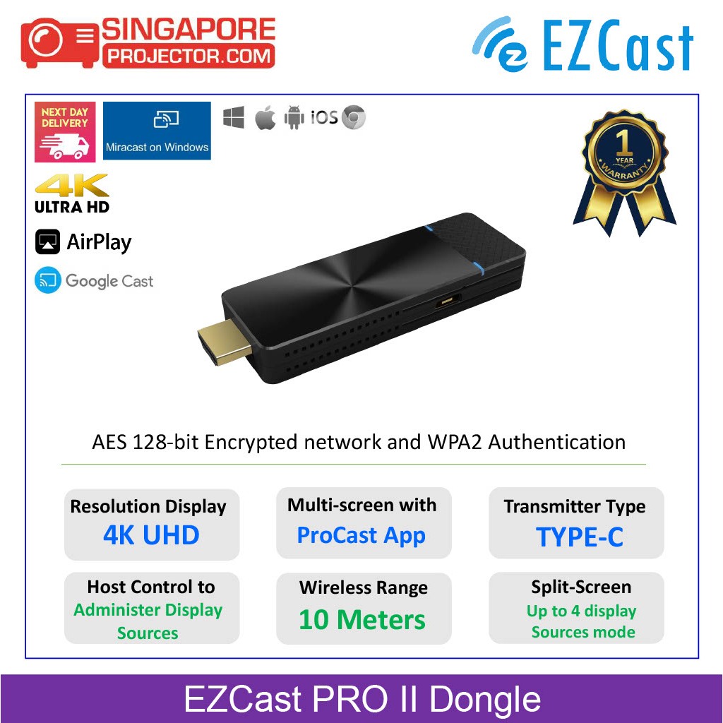 EZCast PRO 2 Wireless Display Receiver, Miracast, Airplay Mirroring | Shopee Singapore