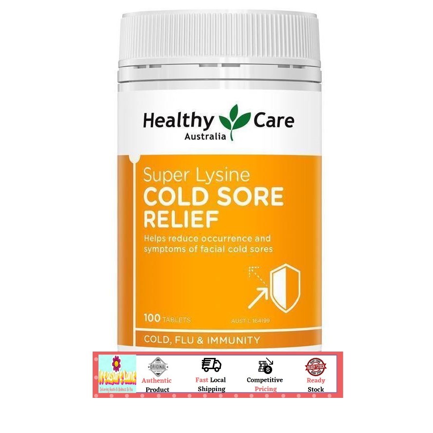Healthy Care Super Lysine Cold Sore Relief 1000mg 100 Tablets (Exp:Sept ...
