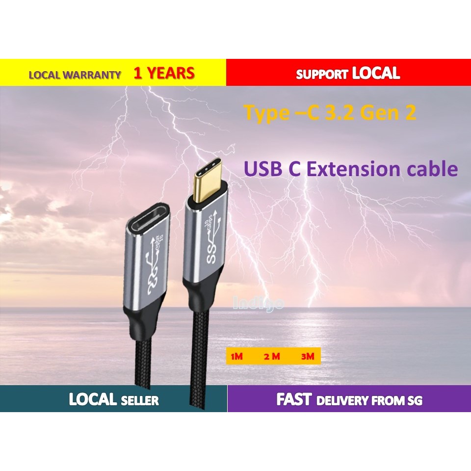 WIN PD 100W USB C Extension Cable Type C3.2 Gen 2 Male to Female ...