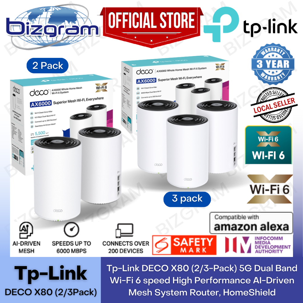 Tp-Link DECO X80 (2/3-Pack) 5G Dual Band Wi-Fi 6 speed High Performance ...