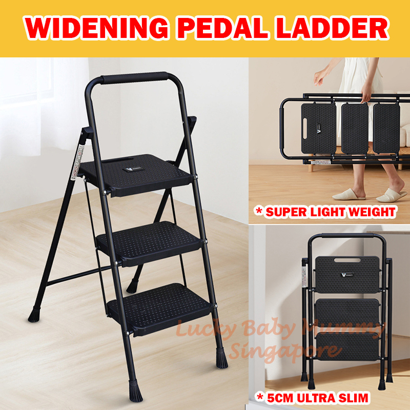 Easy Carry Widening Step Foldable Ladder/Space Saving Anti-slip Pad ...