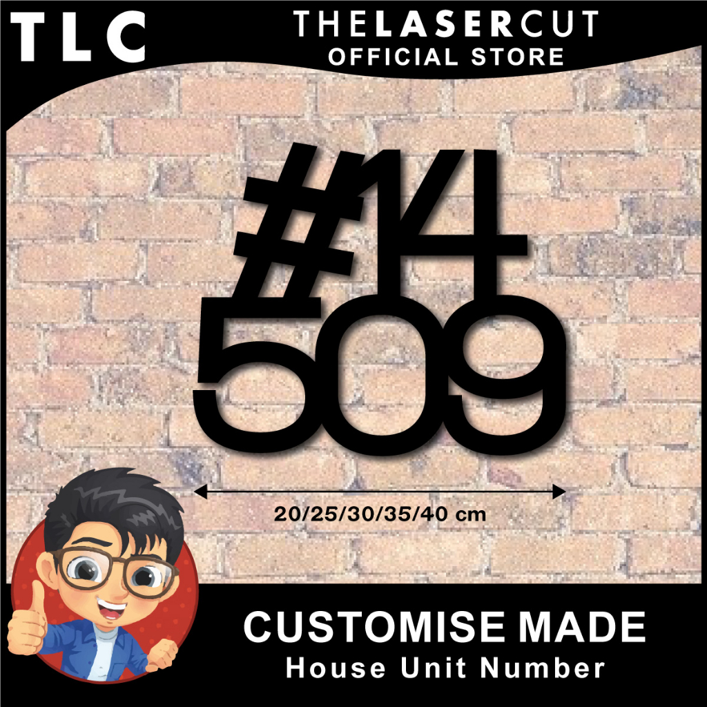 House Unit Number Signage Laser Cut with Acrylic Unit Number Customise ...