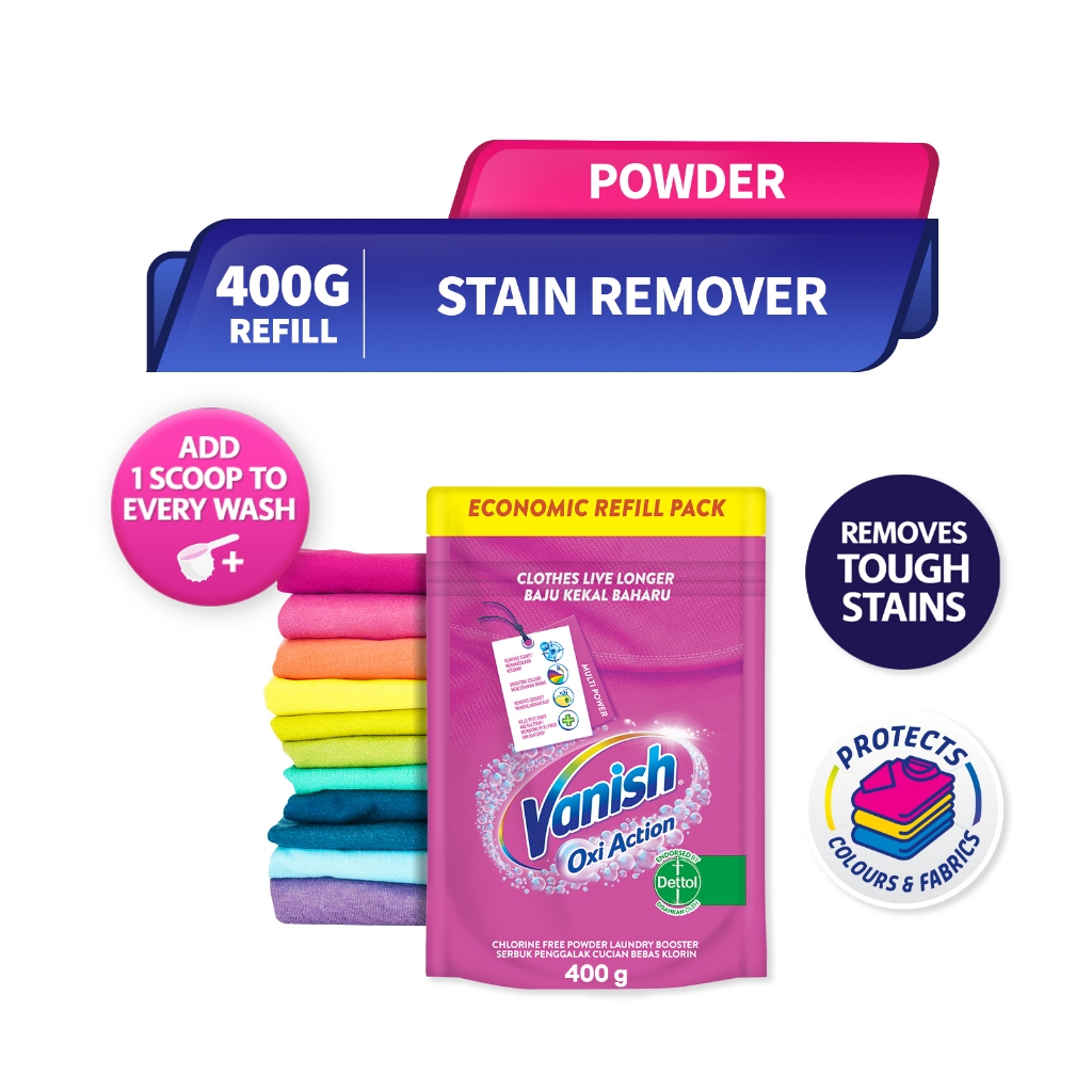 Vanish Pink Oxi Action Fabric Stain Remover Refill Pack (400g) | Shopee ...