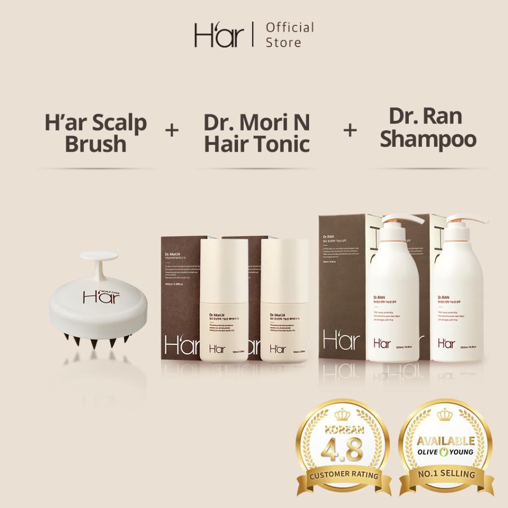 H‘ar Dr. Ran Black egg Protein Anti Hair loss Shampoo x2 + Dr.Mori N Hair Tonic 100ml x2 + Scalp ...