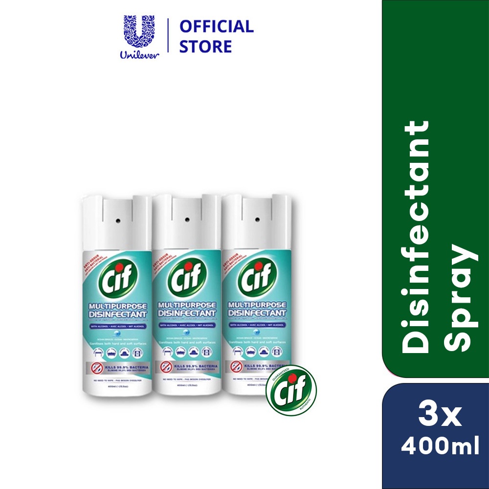 (Pack of 3) Cif Multipurpose Disinfectant Spray Ocean 400ml | Shopee ...