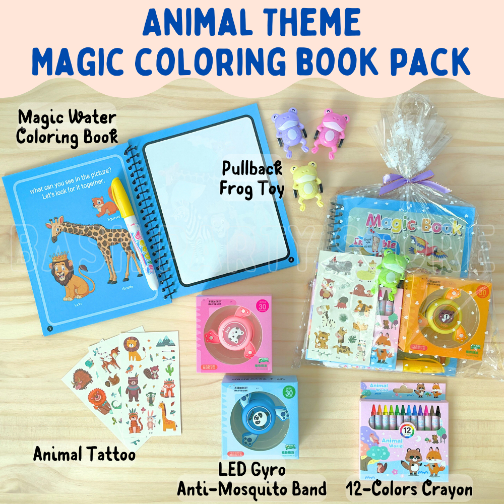 [SG STOCK] Animal Theme Magic Water Colouring Book Pack | Kids Birthday ...