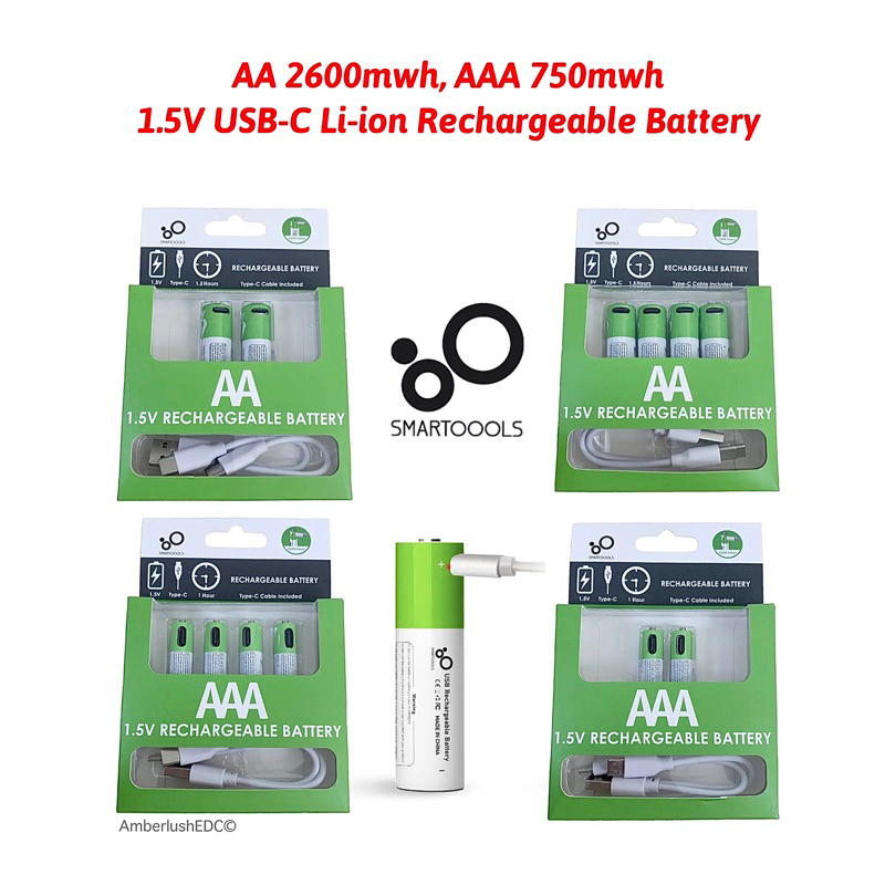 NEW SMARTOOOLS AA 2600mwh AAA 750mwh 1.5V Lithium Rechargeable Battery ...