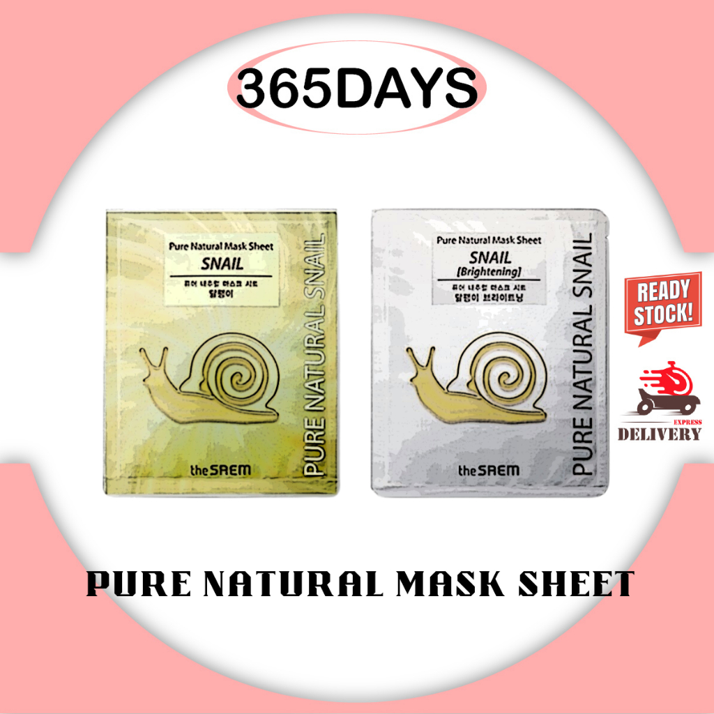 The Saem Pure Natural Mask Sheet (Snail / Snail Brightening) | Shopee ...