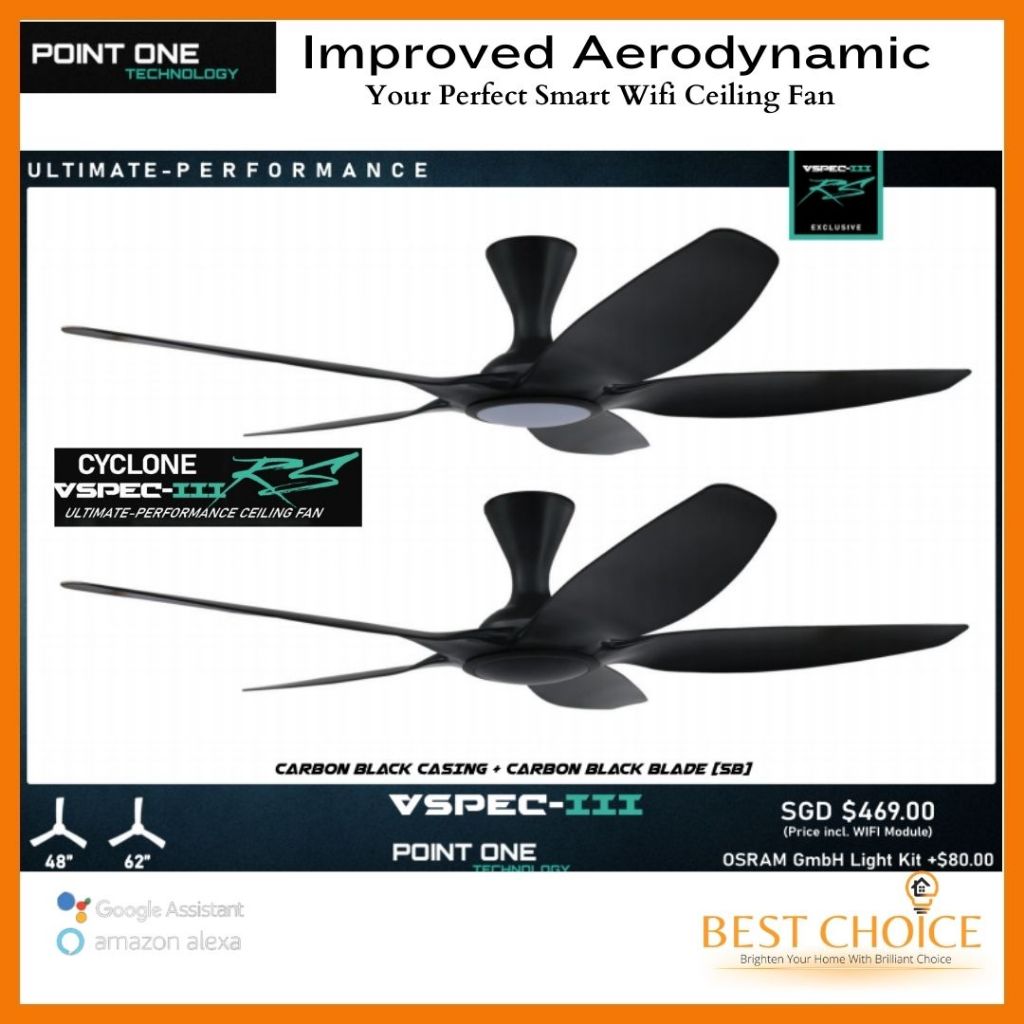 PO ECO CYCLONE VSPEC-III RS 5Blades Black Body SMART WIFI EC Motor ...