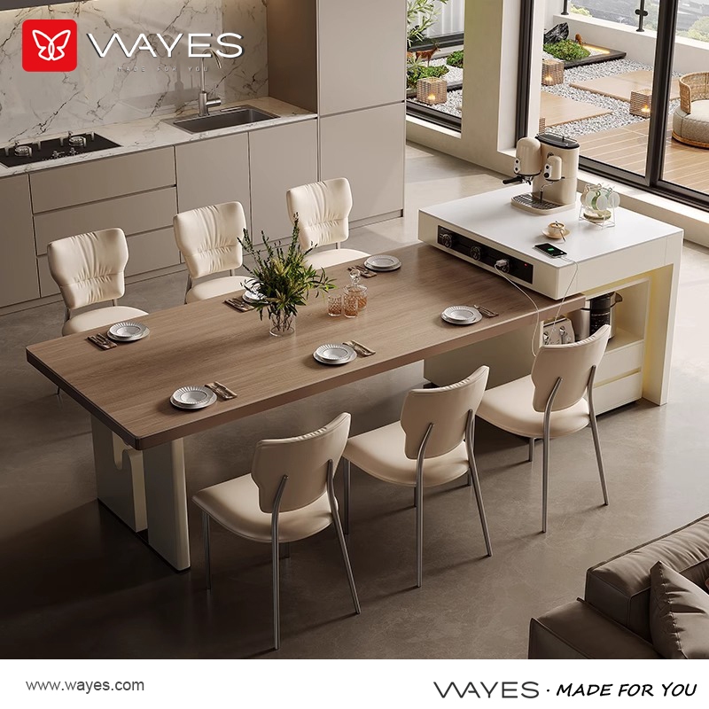 Adjustable retractable Sintered countertop Kitchen Island Dining Table ...