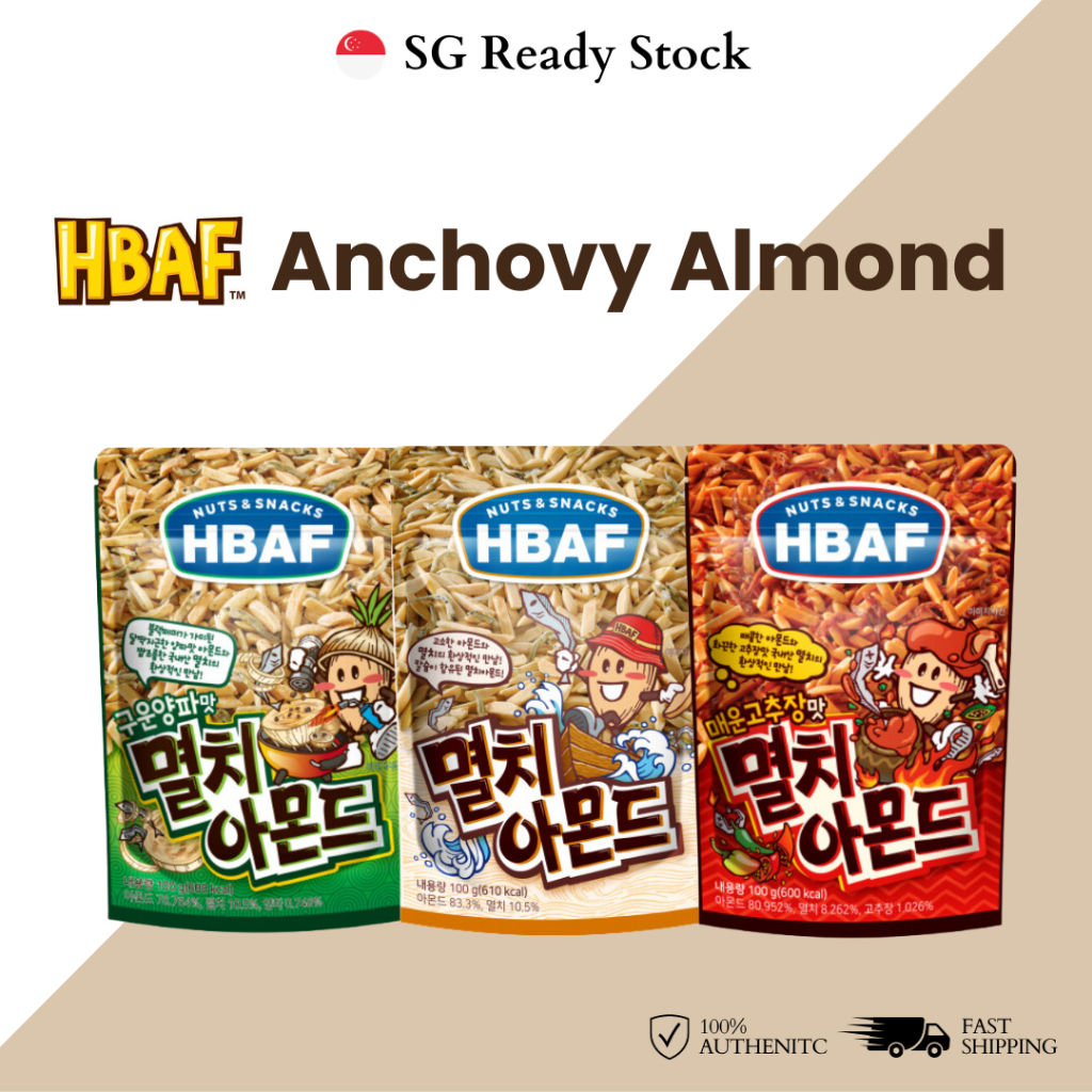 [SG Stock] HBAF Anchovy Almond 100g Original / Roasted Onion / Spicy Gochujang | Shopee Singapore