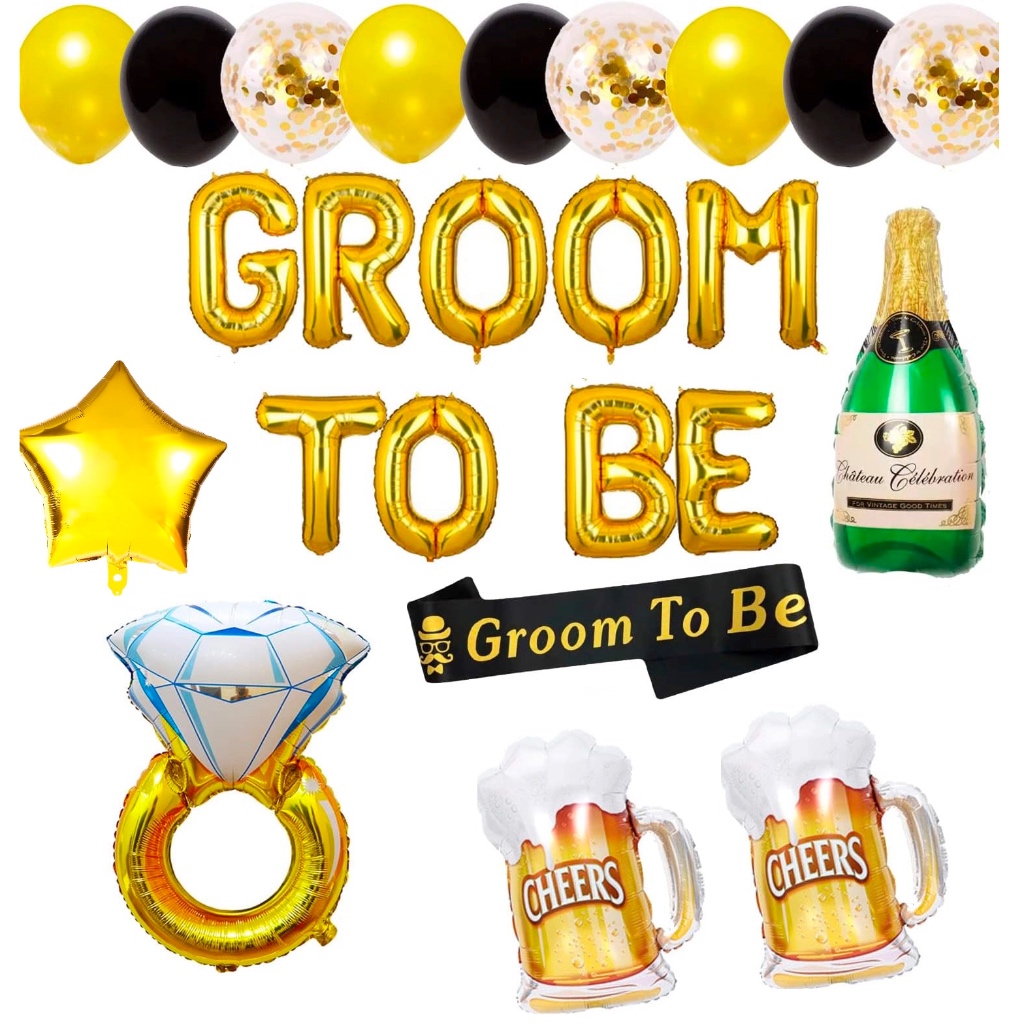 (SG SELLER) Groom to Be Decoration Set Whisky Balloon Beer Balloon Stag ...