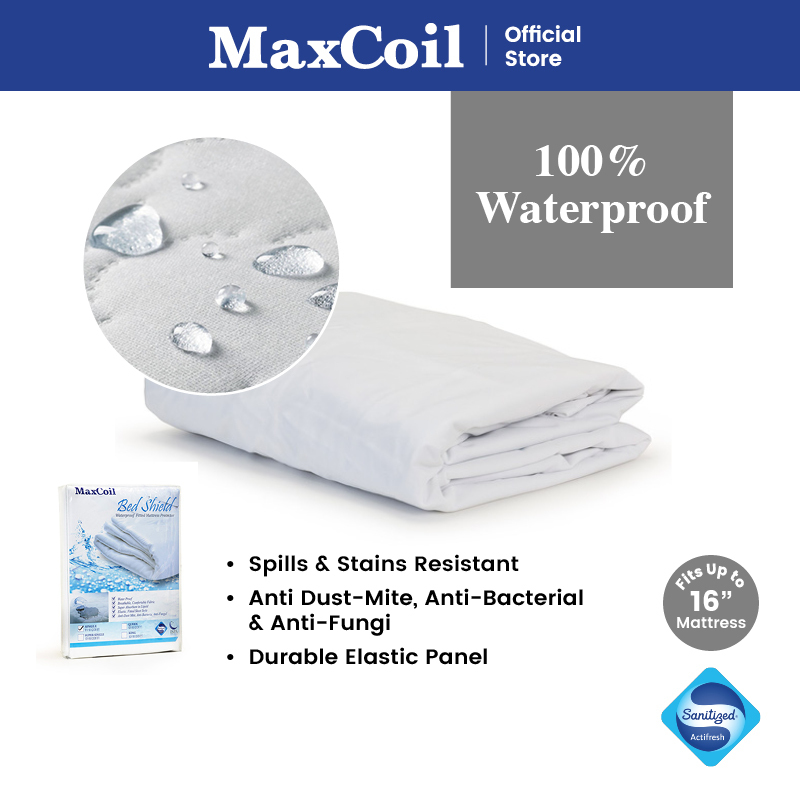 MaxCoil Bed Shield Waterproof Mattress Protector (Fitted) | Shopee ...