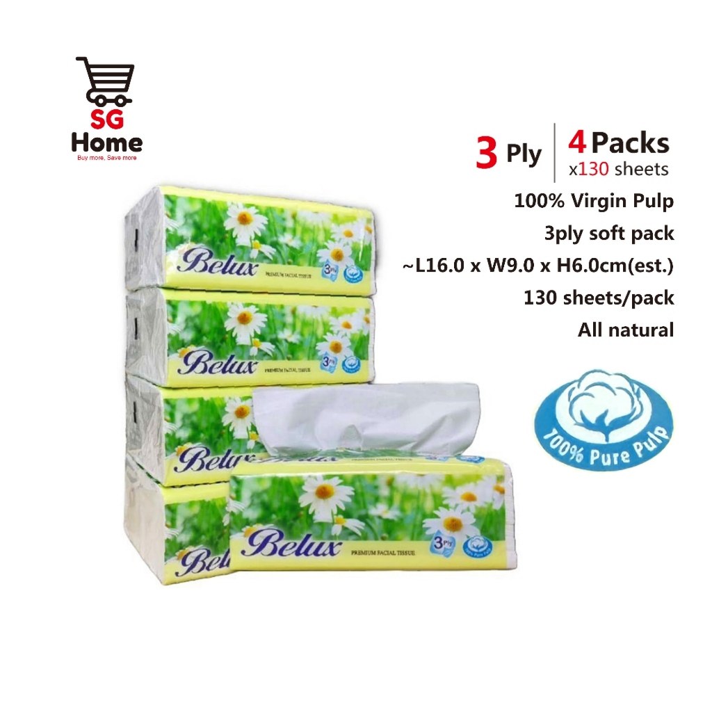 Belux Facial Tissue Soft Paper Packet | 100% Virgin Pulp 3ply 12 pack ...