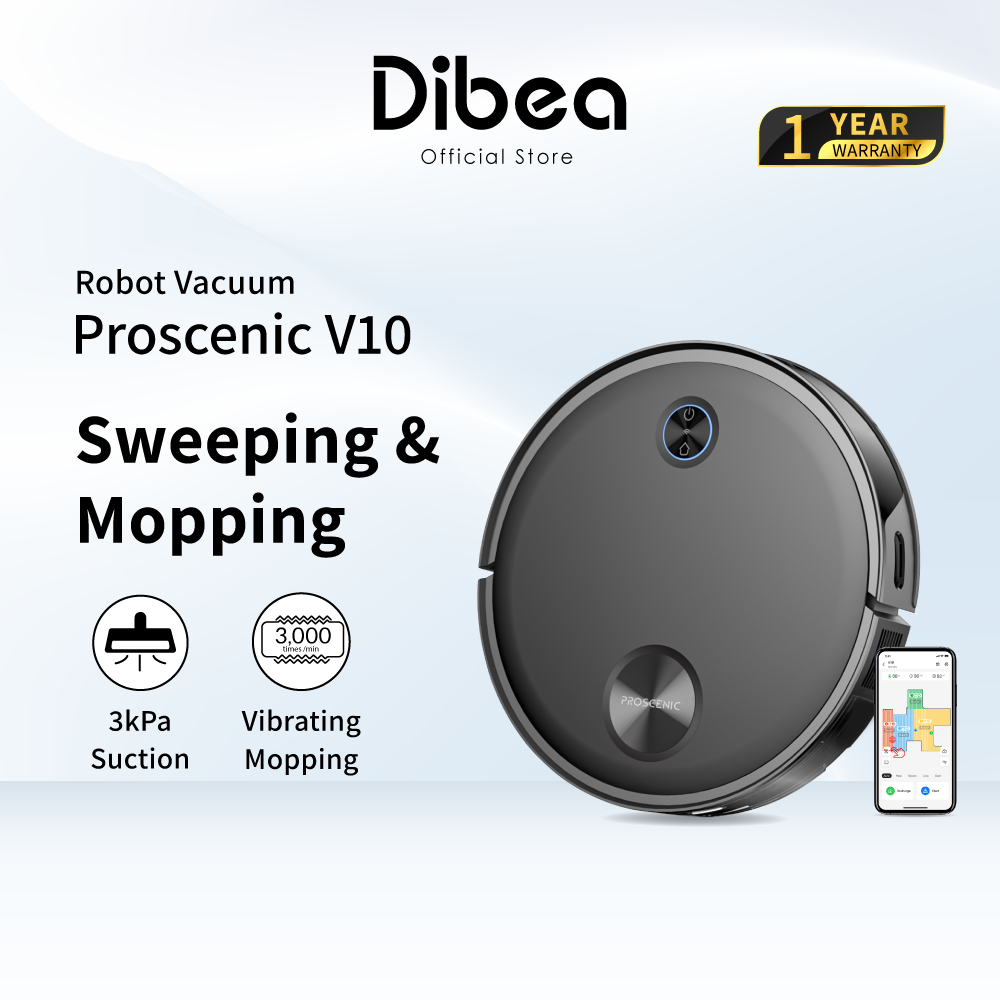 Dibea x Proscenic V10 Robot Vacuum Cleaner | 3000pa Suction | Vibrating ...