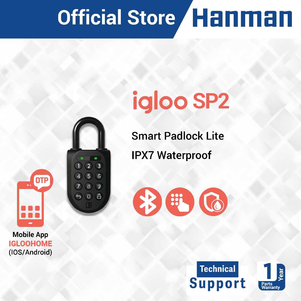 IGLOOHOME SP2 (SMART PADLOCK 2) WITH PIN + MOBILE APP + ONE TIME PIN (1 ...