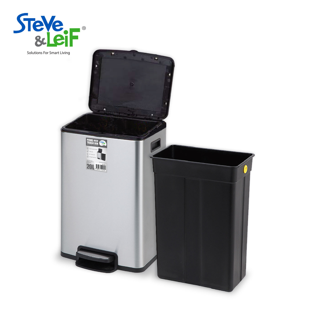 Steve & Leif Pedal Trash Bin / Waste Bin / Dustbin with 1 Inner Bin 20L ...