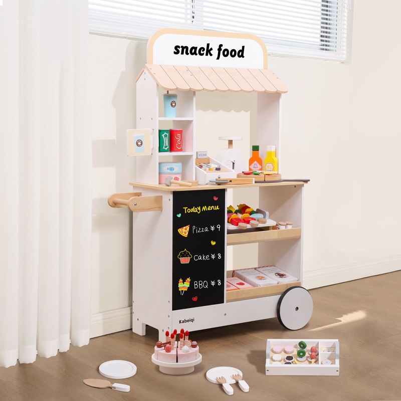 🌟 SG LOCAL STOCK 🌟 Snack Food Push Cart Kiosk Cashier Wooden Toys Booth ...