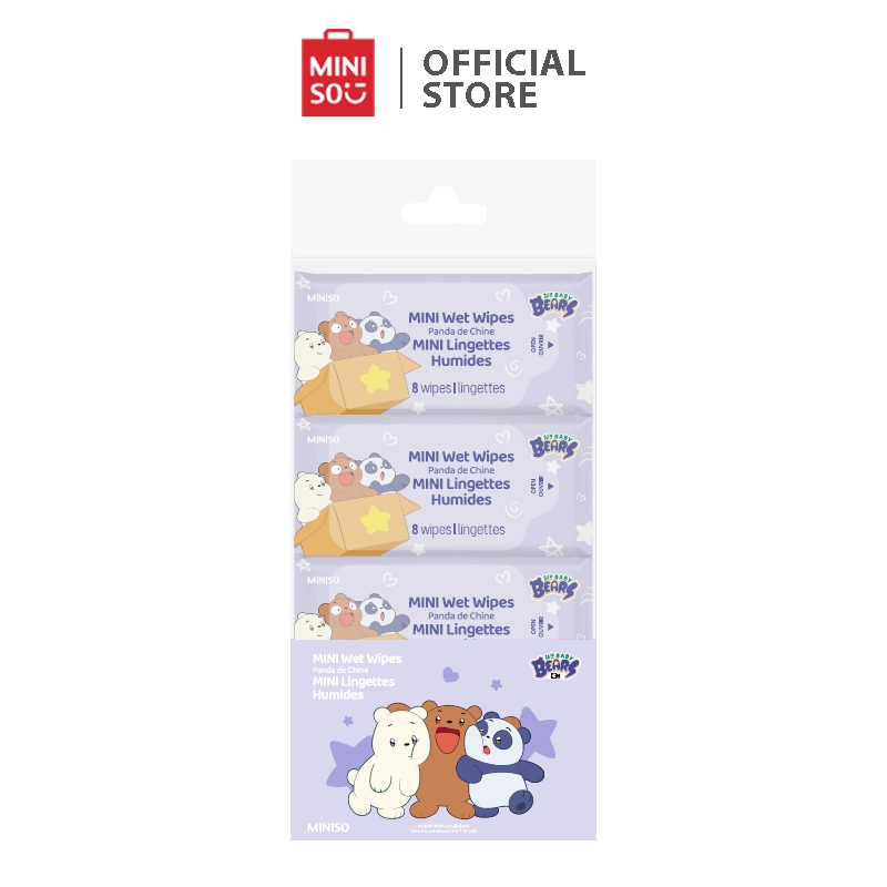 Miniso Wet Wipes (BT-21 Mini Wipes/We Bare Bears 4.0/Aloe/China Panda ...