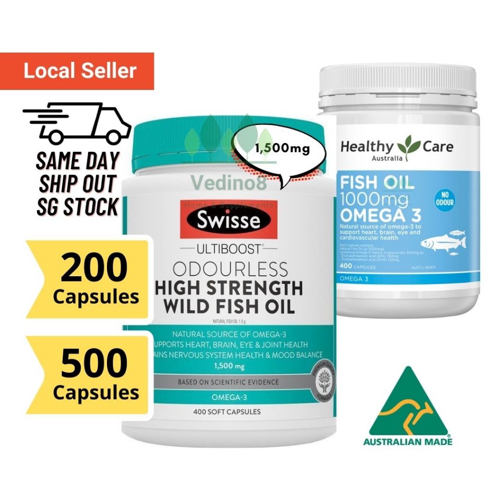 Swisse Wild Fish Oil High Strength 1500mg / Healthy Care Fish Oil ...