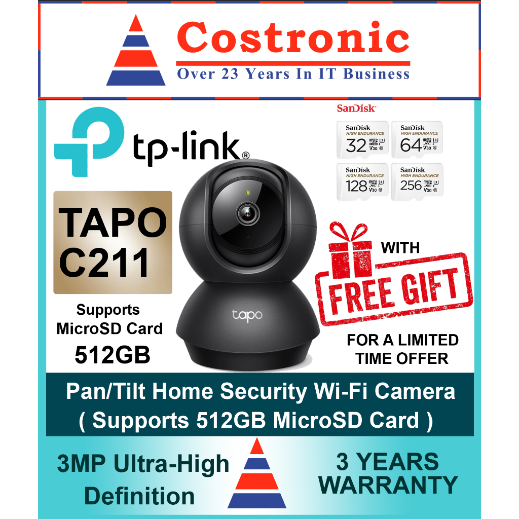 TP-Link Tapo C211 IP Camera/ CCTV Security Home Pan and Tilt 3MP FULL ...